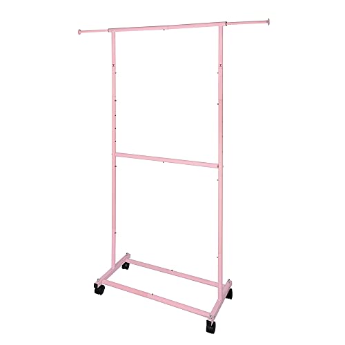 Fishat Horizontal and Vertical Pink Double Rod Garment Rack