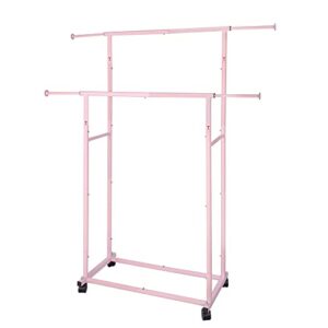 Fishat Horizontal and Vertical Pink Double Rod Garment Rack