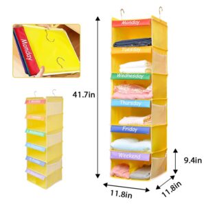 Ximenger Weekly Closet Organizers & Storage Hanging Daily Closet Shelves with 6-Shelf Foldable Oxford Cloth Weekday Clothes Organizer