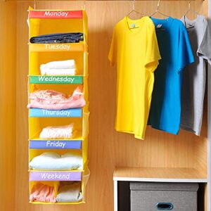 Ximenger Weekly Closet Organizers & Storage Hanging Daily Closet Shelves with 6-Shelf Foldable Oxford Cloth Weekday Clothes Organizer