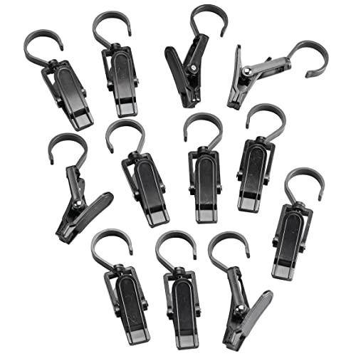 Swivel Clip Hanger, Made of Durable Plastic - Black, Set of 12