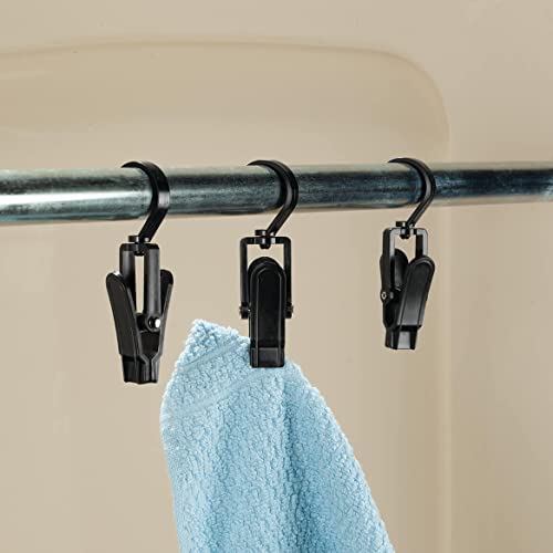 Swivel Clip Hanger, Made of Durable Plastic - Black, Set of 12