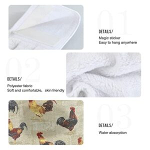 Rustic Rooster Hanging Kitchen Towels Country Animal Dish Cloth Soft Tea Bar Towels Fingertip Towels for Bathroom Farmhouse Decor