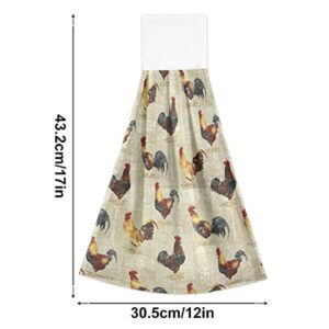 Rustic Rooster Hanging Kitchen Towels Country Animal Dish Cloth Soft Tea Bar Towels Fingertip Towels for Bathroom Farmhouse Decor