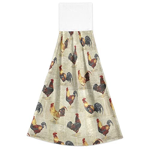 Rustic Rooster Hanging Kitchen Towels Country Animal Dish Cloth Soft Tea Bar Towels Fingertip Towels for Bathroom Farmhouse Decor