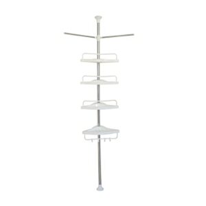 shower corner caddy organizer for bathroom, adjustable tension pole shower shelf 4 tier stand up shower caddy shelf for bathroom kitchen lavatory, 43 to 122inch height, gdrsauya10