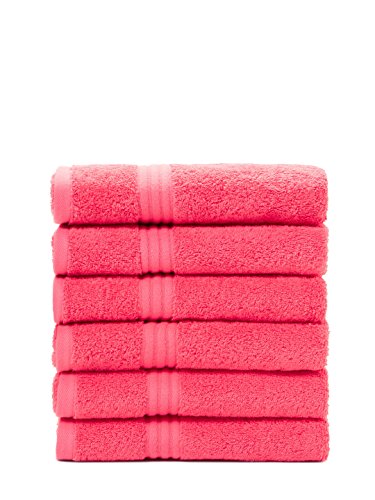 Chortex 100% Combed Cotton 16" x 28", Hand Towel (Pack of 6), Blush