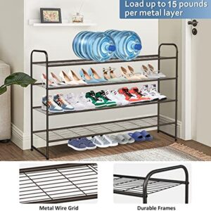 AOODA 3-Tier Long Shoe Rack for Closet Stackable Wide Shoe Shelf, 4 Tier Long Metal Shoe Organizer for Closet, 2 Item Bundle