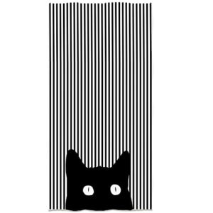 slhets cute black cat hand towels 13.6 x 29' black and white striped bath towels soft absorbent kitchen dish towels for household daily use | home decoration | carry-on hotel gym spa