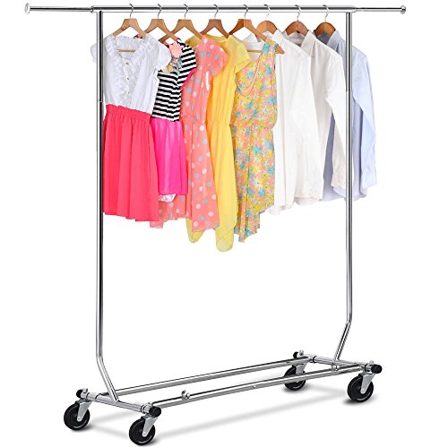 Only Hangers® Heavy Duty Collapsible Single (One Piece) Top Rail Rolling Rack