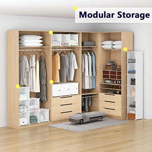 Aeitc Large Storage Cubes- 14''x 18'' Cube(8 Cube)-Clothes Organizer, DIY Cube Organizer, Closet Organizer with Doors, Modular Bookshelf Units, Toy Organizer, White