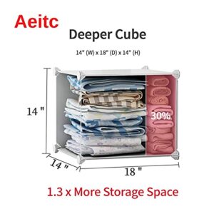 Aeitc Large Storage Cubes- 14''x 18'' Cube(8 Cube)-Clothes Organizer, DIY Cube Organizer, Closet Organizer with Doors, Modular Bookshelf Units, Toy Organizer, White