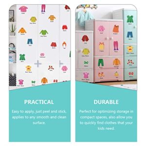 STOBOK Kids Room Decor 1 Set Clothing Sort Stickers Removable Clothes Classification Label Wardrobe Drawer Organizing Label Removable Dresser Clothing Decals Stickers for Kids Adults White Drawer