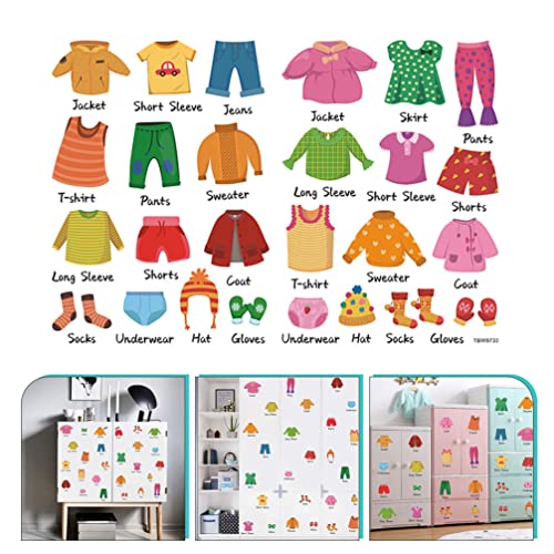 STOBOK Kids Room Decor 1 Set Clothing Sort Stickers Removable Clothes Classification Label Wardrobe Drawer Organizing Label Removable Dresser Clothing Decals Stickers for Kids Adults White Drawer