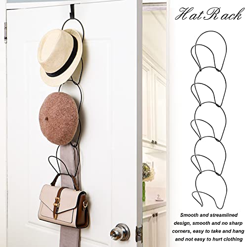 KALYLOC 15 Pack Hat Rack Hanger Holder Organizer, Hanging Wigs Rack Baseball Caps Storage, Scarves Handbags Towels Clothes Ties Over Door Wall Mounted Hook Black (Black)