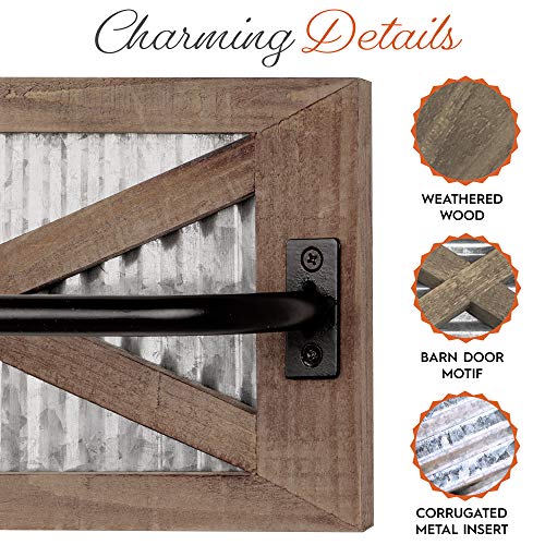 Autumn Alley Farmhouse Rustic Towel Rack Holder - Wood Towel Rack - Farmhouse Towel Holder for Rustic Bathroom and Farmhouse Kitchen Style Décor - 24" Wall Mounted, Rustic Brown