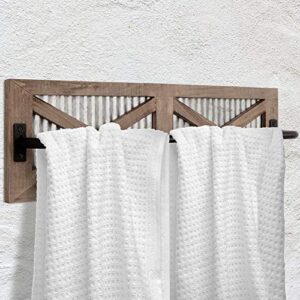 Autumn Alley Farmhouse Rustic Towel Rack Holder - Wood Towel Rack - Farmhouse Towel Holder for Rustic Bathroom and Farmhouse Kitchen Style Décor - 24" Wall Mounted, Rustic Brown