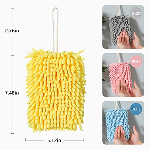 kitgaga 4Pcs Hand Towels for Bathroom Decorative Set,Chenille Hanging Hand Towel Ball Microfiber Plush Absorbent Soft Small Bath Towel with Loop for Kitchen Washstand (Rectangular Mixed)