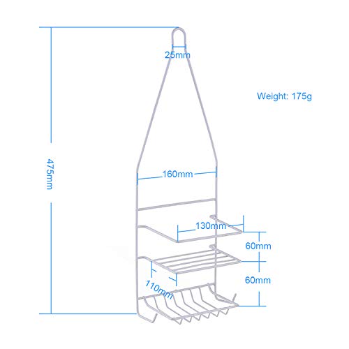 R FLORY 2 Tier Shower Caddy Bathroom Rack Shower Tool Shelf Space Saving Towel Hook Bathing Accessories