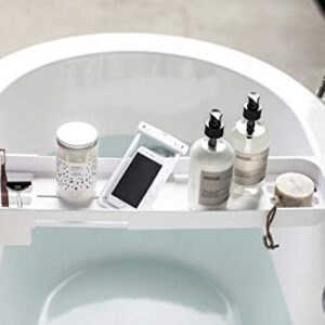 Yamazaki Home Tower Expandable Bathtub Caddy – Bathroom Tray Table Holder., White