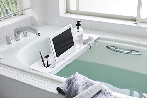 Yamazaki Home Tower Expandable Bathtub Caddy – Bathroom Tray Table Holder., White