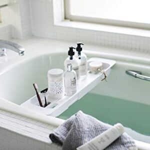 Yamazaki Home Tower Expandable Bathtub Caddy – Bathroom Tray Table Holder., White