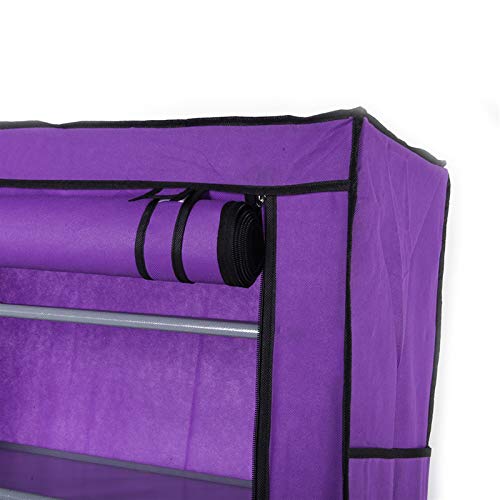 Shoe Rack Storage Organizer Cabinet Nonwoven Fabric Cover 10-Tiers 9-Compartment (Purple)