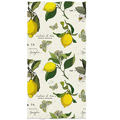 Gbrand Lemon Branches Face Towel Microfiber Print Soft Guest Home Decoration Yellow Lemon Fruit Hand Towels Multipurpose for Bathroom, Hotel, Gym, Swimming and Spa (13.7 X 29.5 inch)