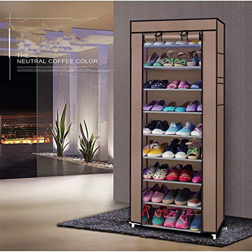 Miiuewuo 9 Lattices Non-Woven Fabric Shoe Rack Entryway,Hallway,Home Furniture,Coffee(US Stock)