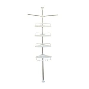 lifujundong 4 tier corner shower caddy tension pole, shower organizer tension pole shower basket shelves adjustable height adjustable shower caddy for bathtub