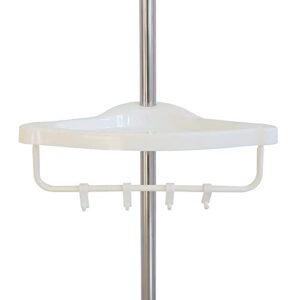 LiFuJunDong 4 Tier Corner Shower Caddy Tension Pole, Shower Organizer Tension Pole Shower Basket Shelves Adjustable Height Adjustable Shower Caddy for Bathtub