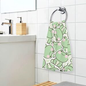 Jucciaco Kawaii Frogs Cotton Towels for Bathroom, Soft Hand Towel Set of 2 for Gym Yoga Kitchen Sports Decorative, 16x28 inch