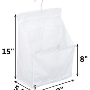 ALYER Hanging Mesh Bath Toy Organizer Bag,Large Shower Storage Caddy with Durable Hanger (White)