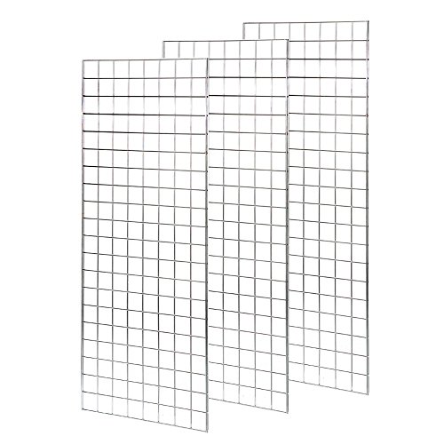 Only Garment Racks #1898C Grid Panels - Perfect Metal Grid for Any Retail Display, 2' Width x 5' Height, 3 Grids Per Carton (Polished Chrome) (Pack of 3)