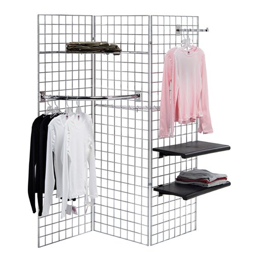 Only Garment Racks #1898C Grid Panels - Perfect Metal Grid for Any Retail Display, 2' Width x 5' Height, 3 Grids Per Carton (Polished Chrome) (Pack of 3)