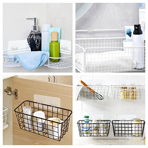 UFURMATE Adhesive Sticker Hooks, 10Pcs Transparent Shower Caddy Adhesive Hooks Bathroom Corner Shelf Holders No Drilling Shower Caddy Basket Supports for Bathroom Kitchen (Double Hook)