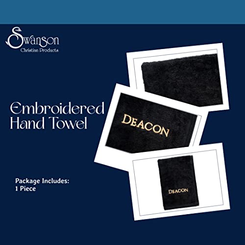 Embroidered Hand Towels - 'Deacon' - Gifts For Pastor, Clergy, & Ministers - Pastor Towel - Cotton Towel - Black With Gold Lettering