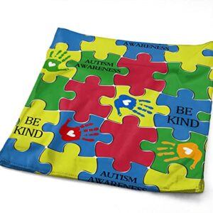 Colorful Heart Handprint Pizzle Be Kind Autism Awareness Hand Towels Microfiber Wash Cloth Facial Cleansing Face Cloth Super Absorbent Quick Dry Soft Durable Towel for Women Men 12x27.5in