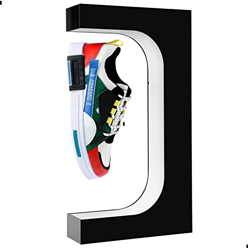 Coolha Floating Shoe Display Levitating Magnetic Sneaker Stand Holder with 360° Rotation LED Light Double Anti-drop Protection Function for Advertising Exhibition Shop Store