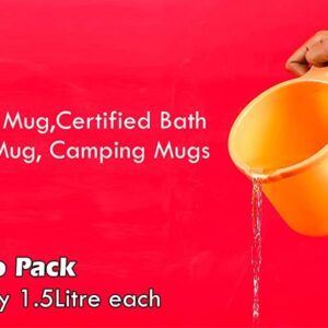 AEJESOP Combo Pack Bathing Mug,Certified Bath Water Mug,Camping Mugs - Capacity 1.5 Litre each