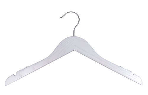 NAHANCO 20917HU Wooden Shirt Hangers, NAHANCO Line", Home Use, 17", Whitewash (Pack of 25)