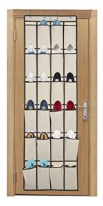 laigoo over the door shoe organizer, hanging shoe organizer with 24 large fabric pockets, with 4 hooks shoe storage rack organizer for closet bedroom bathroom pantry（60 x 20 inch, beige