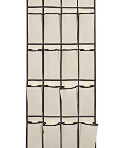 LAIGOO Over the Door Shoe Organizer, Hanging Shoe organizer with 24 Large Fabric Pockets, with 4 Hooks Shoe Storage Rack Organizer for Closet Bedroom Bathroom Pantry（60 x 20 inch, Beige