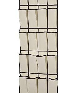 LAIGOO Over the Door Shoe Organizer, Hanging Shoe organizer with 24 Large Fabric Pockets, with 4 Hooks Shoe Storage Rack Organizer for Closet Bedroom Bathroom Pantry（60 x 20 inch, Beige