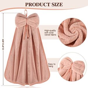 9 Pcs Bow Hand Towels Set Microfiber Hand Towels with Hanging Loop Coral Fleece Hanging Kitchen Towels Absorbent Soft Hanging Hand Bath Towels Decorative Cute Quick Drying Dish Cloth for Bathroom