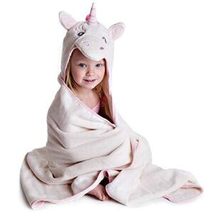 little tinkers world premium hooded towel for kids | unicorn design | ultra soft and extra large | 100% cotton bath towel with hood for girls