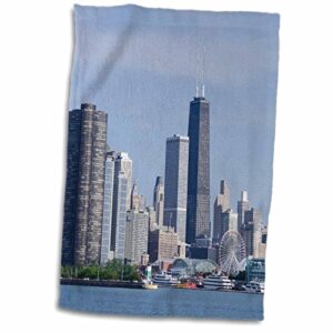 3D Rose Illinois Lake Michigan View The Chicago City Skyline TWL_208022_1 Towel, 15" x 22"