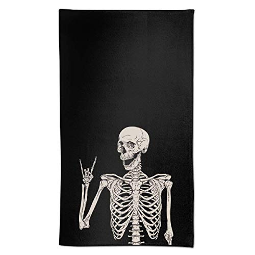 Ouqiuwa Soft Rock and Roll Skeleton Skull Boho Hippie Hand Towels 27.5x15.7 in Thin Bathroom Towel, Small Bath Cloth Decor Gifts Multipurpose for Bathroom Kitchen Gym Yoga