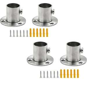 jing stainless steel closet rod brackets closet shower rod bracket closet pole sockets flange holder end support bracket for 32mm 1.25 inch diameter rod (set of 4)