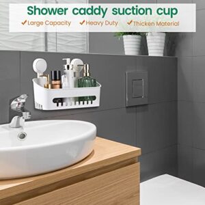 3 Pcs Shower Caddy Suction Cup Wall Shelf Shower Basket Storage Organizer No Drilling One Second Installation Removable Powerful Shower Caddy Waterproof Shower Storage for Bathroom and Kitchen, White